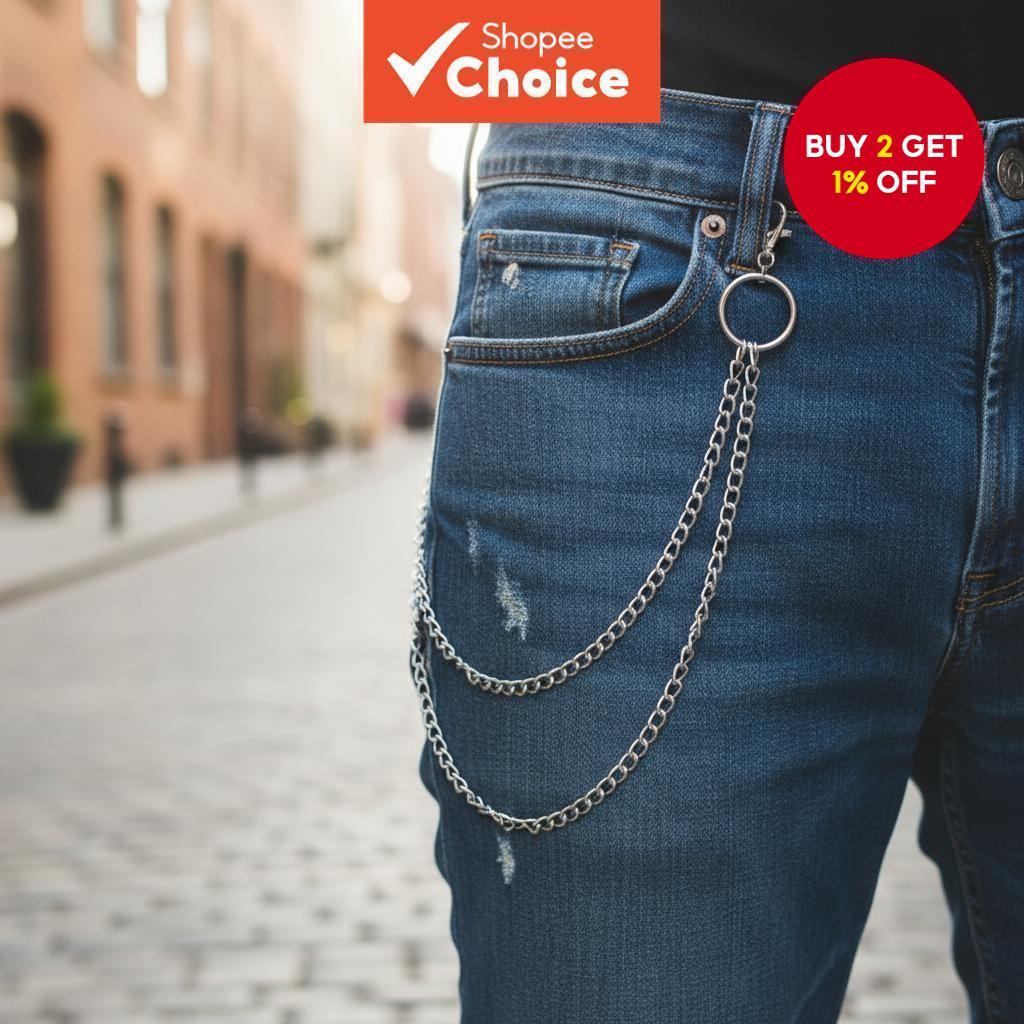 Waist Chain Belt with Rock Punk Metal Design Wallet Key Hook Hip Hop ...