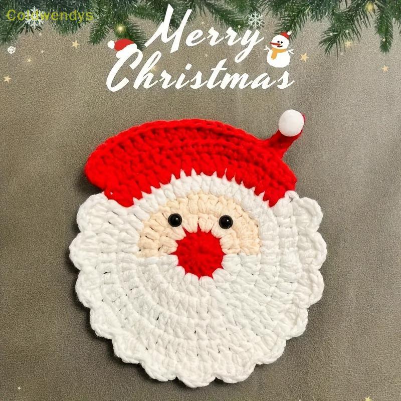 [coldwendys] Handmade Crochet Santa Claus Coaster - Festive Red & White ...