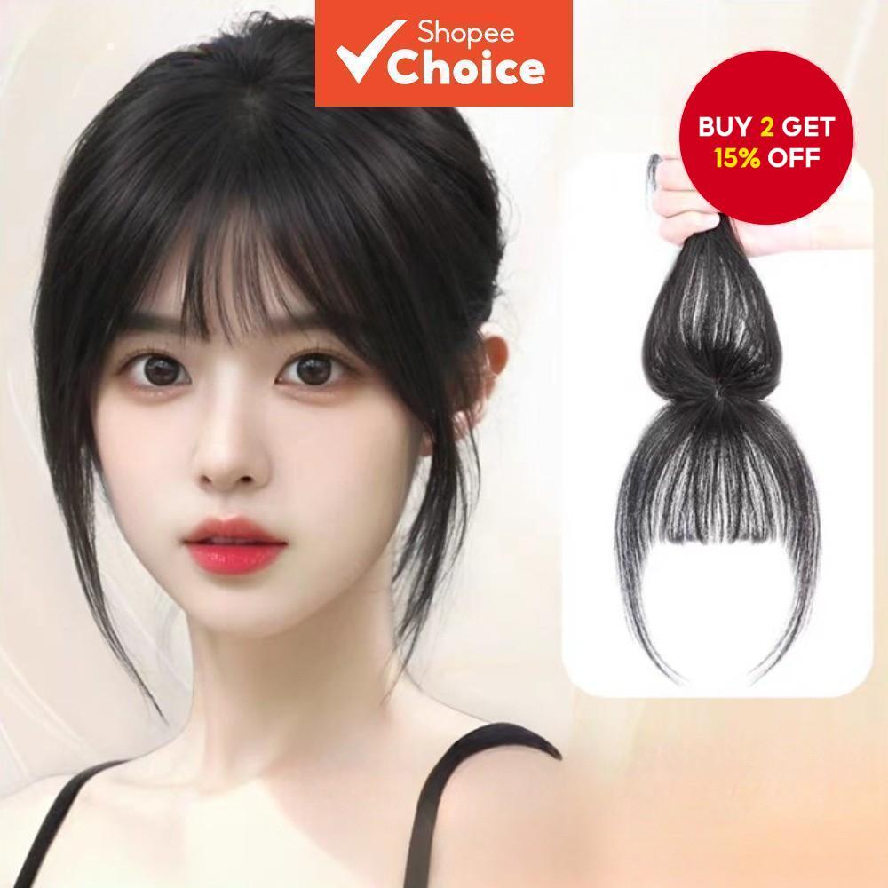 3D Women's Top Hair Fake Fringe Seamless Clip-On Hair Extensions Full ...