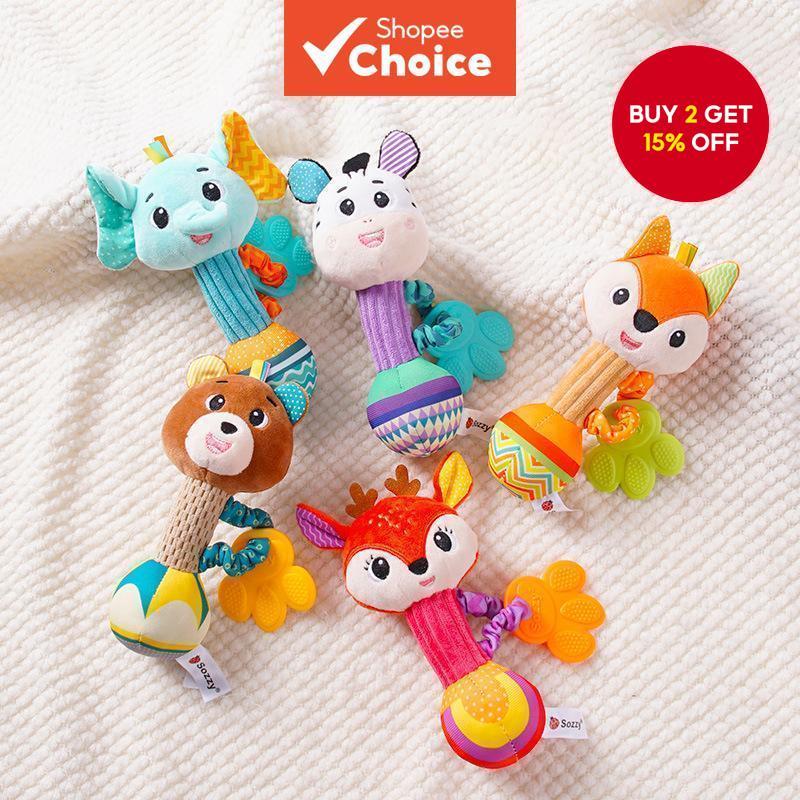 Sozzy teethers, small animal hand sticks, baby hand rattle toys(Random ...