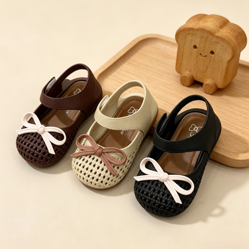 THBaby Bow Sandals For Kids Girls Princess Hollow Design Breathable ...