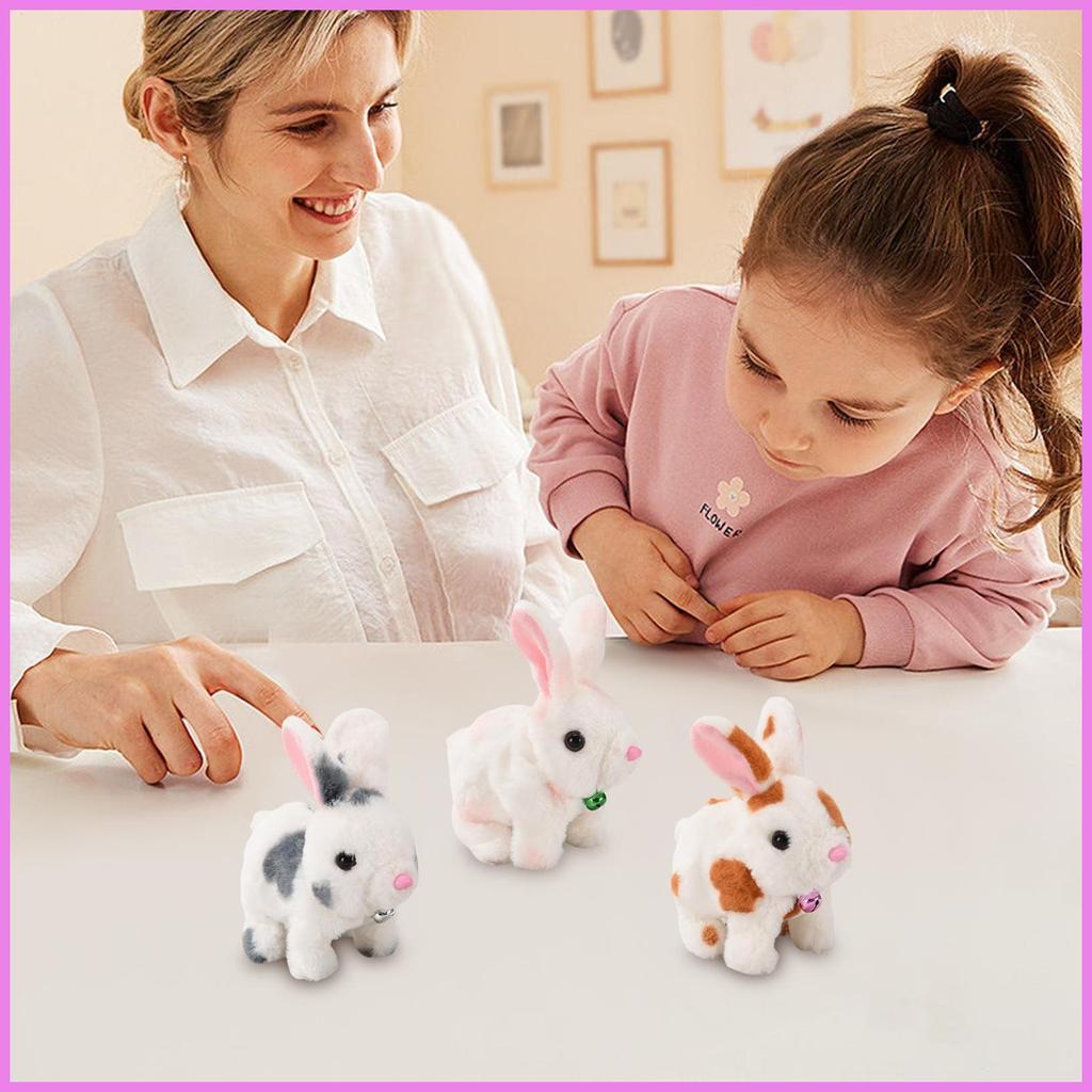 Rabbit Stuffed Animal Realistic Electronic Interactive Plush Bell ...