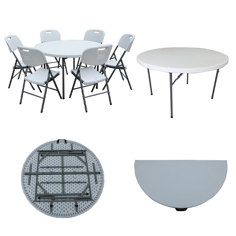 Hollow Blow Molded Folding Round Table Simple Outdoor Foldable Dining ...