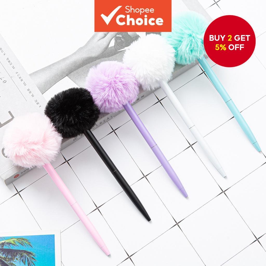 Cute Fluffy Ball Top Pens,gift Pen,feather pen,Colorful Fluffy Ball Pen ...