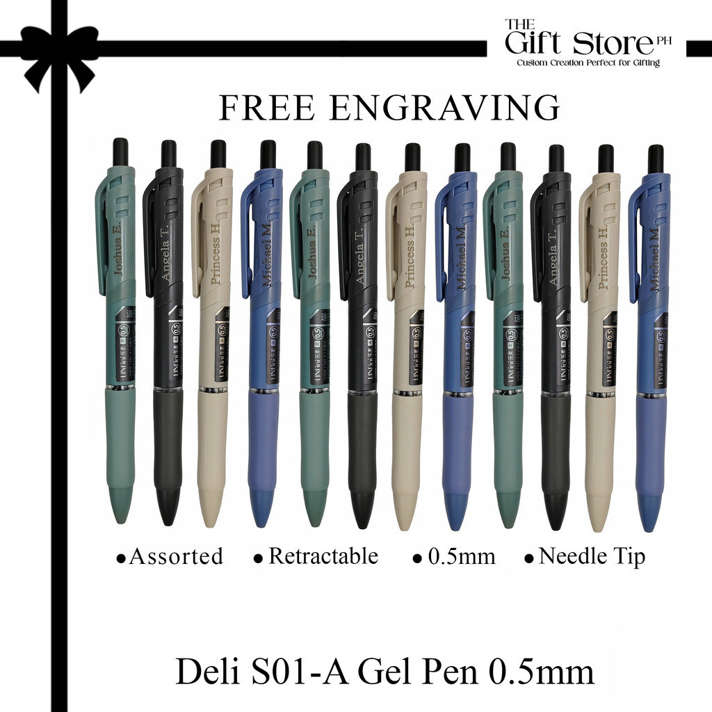 Free Engraving 12pcs Deli S01-A Gel Pen 0.5mm | Shopee Philippines