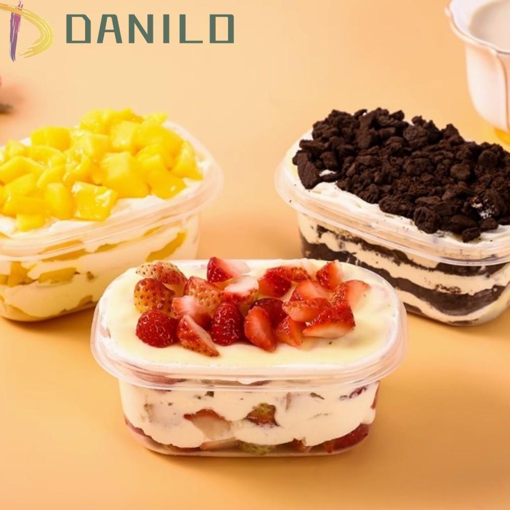DANILO1 50pcs Dessert Container with Lid, Clear Oval Cake Packing Box ...