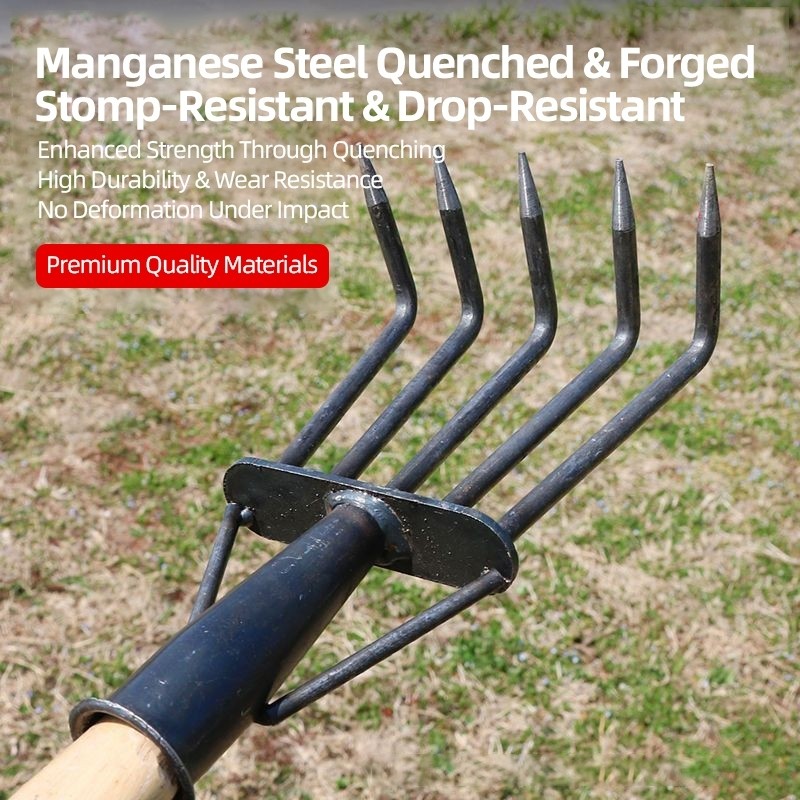 Garden Tool Weeding Uprooting Tool 5 Teeth Steel Forged Pine Earth Weed ...