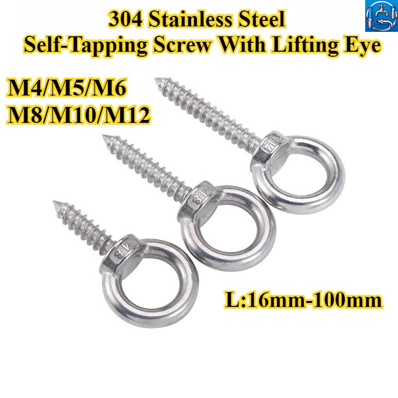 [JPD-DHZG] 304 Stainless Steel, Self-Tapping Screw With Lifting Eye, M4 ...
