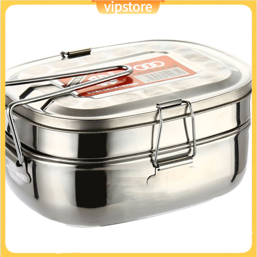 [In Stock] 2 Layer Student Stainless Steel Thermal Lunch Box Food ...