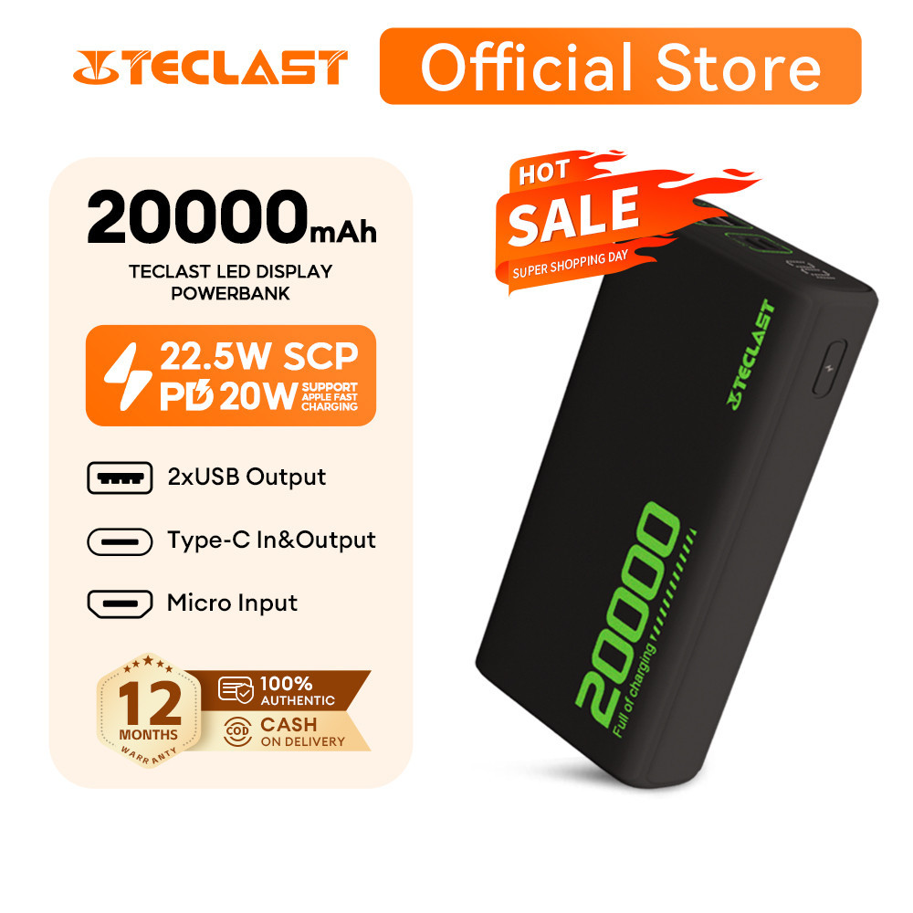Teclast C20 PRO SCP22.5W 20000mAh fast charge 2 Input 3 Output Type-C ...