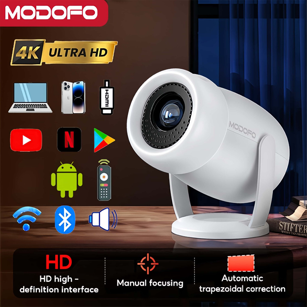 MODOFO Projector 4K Uitra Clear Projector Android12 Portable 5G High ...
