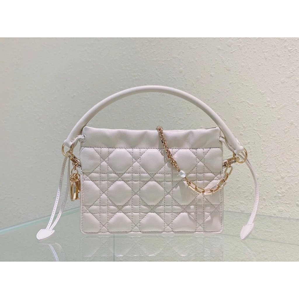 DIOR Stunning, Lady mini Drawstring Bag, Rattan Checked Chain Bag, Easy ...