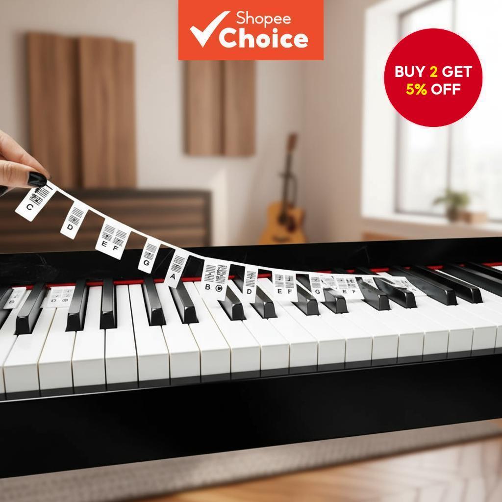 Miwayer Keyboard Stickers for 61 and 88 Key Pianos – White, Black ...