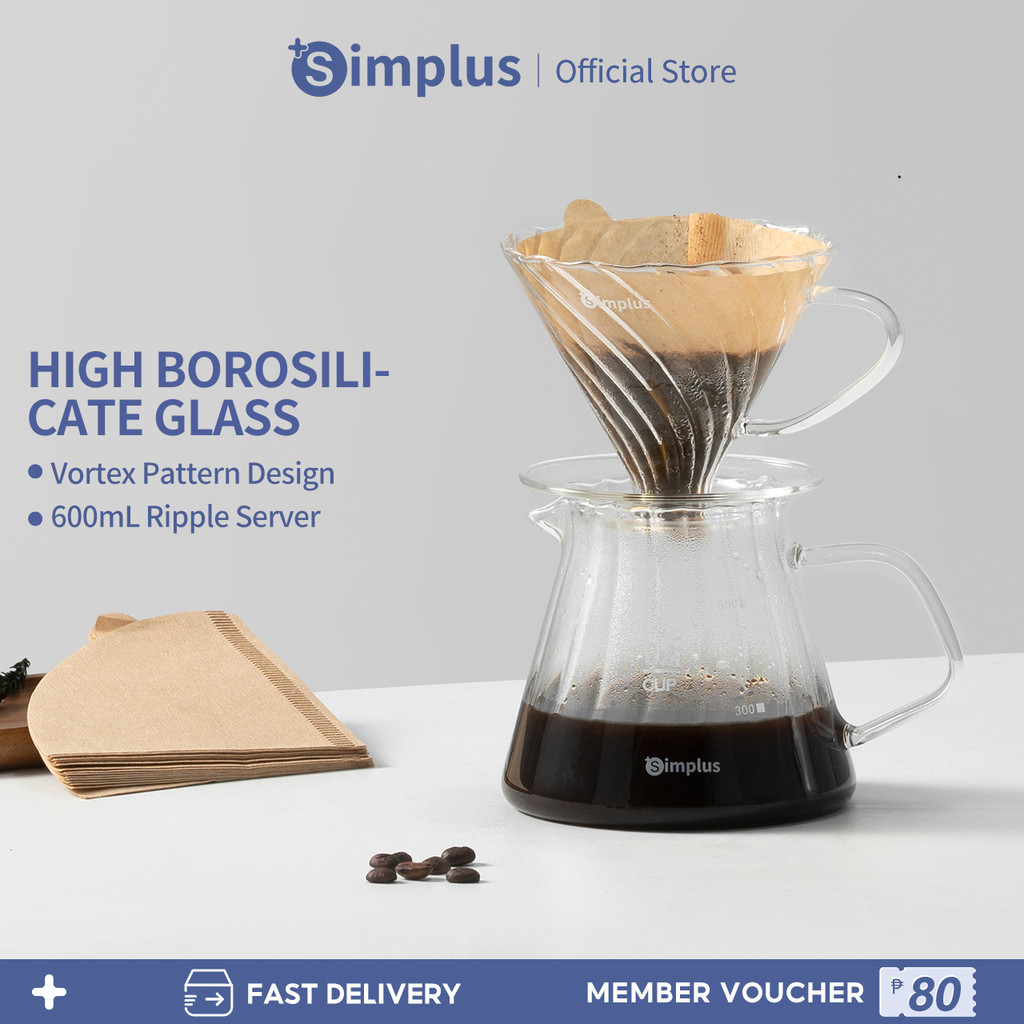 Simplus Pour Over Coffee Maker V60 Coffee Dripper High Borosilicate ...