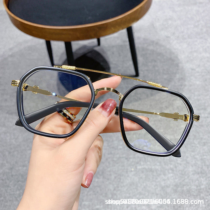 New double-beam retro square frame prescription glasses Fashion Anti ...