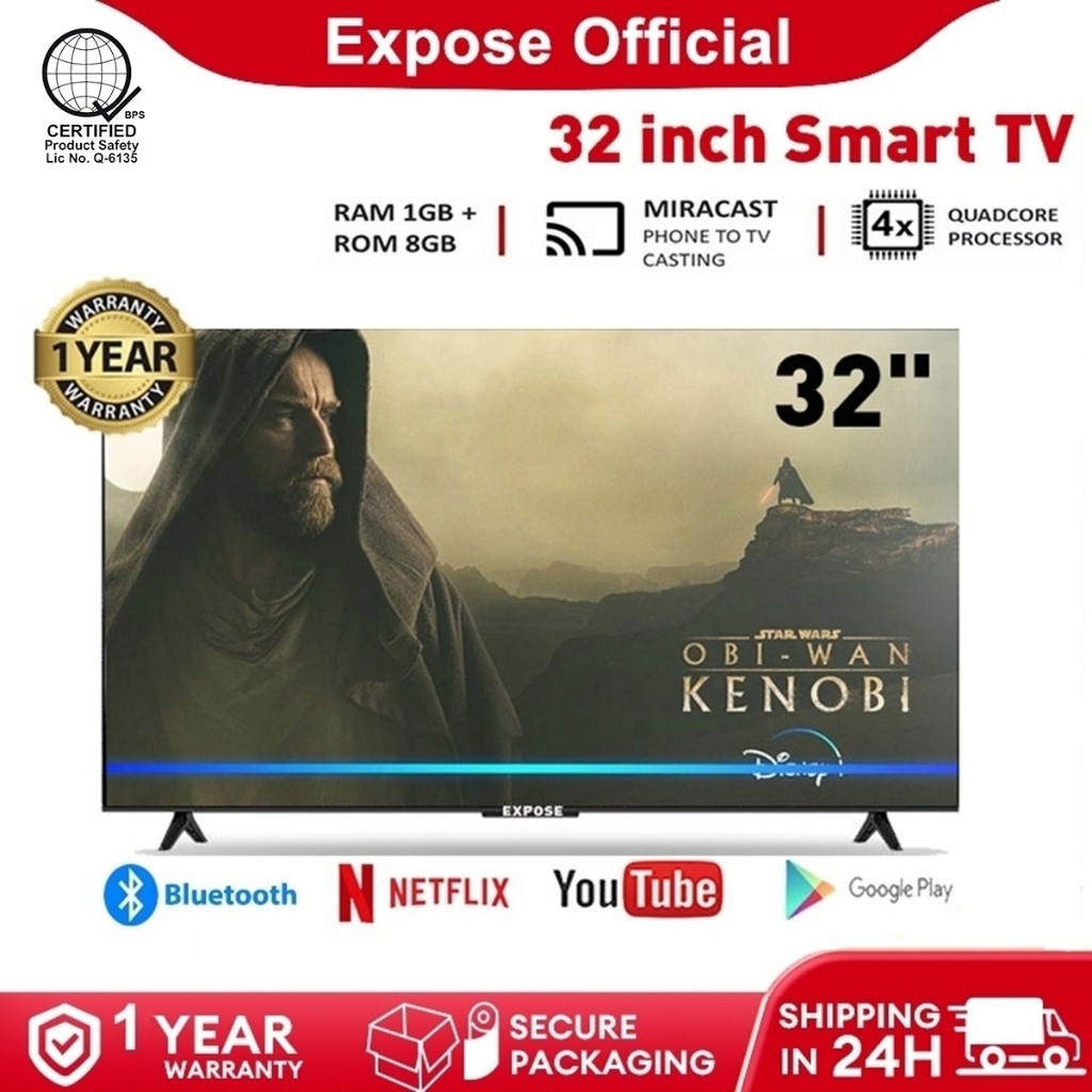 Expose 4K Smart TV 32 43 50 55 inch LED 19 24 FHD Android 12.0 BT ...