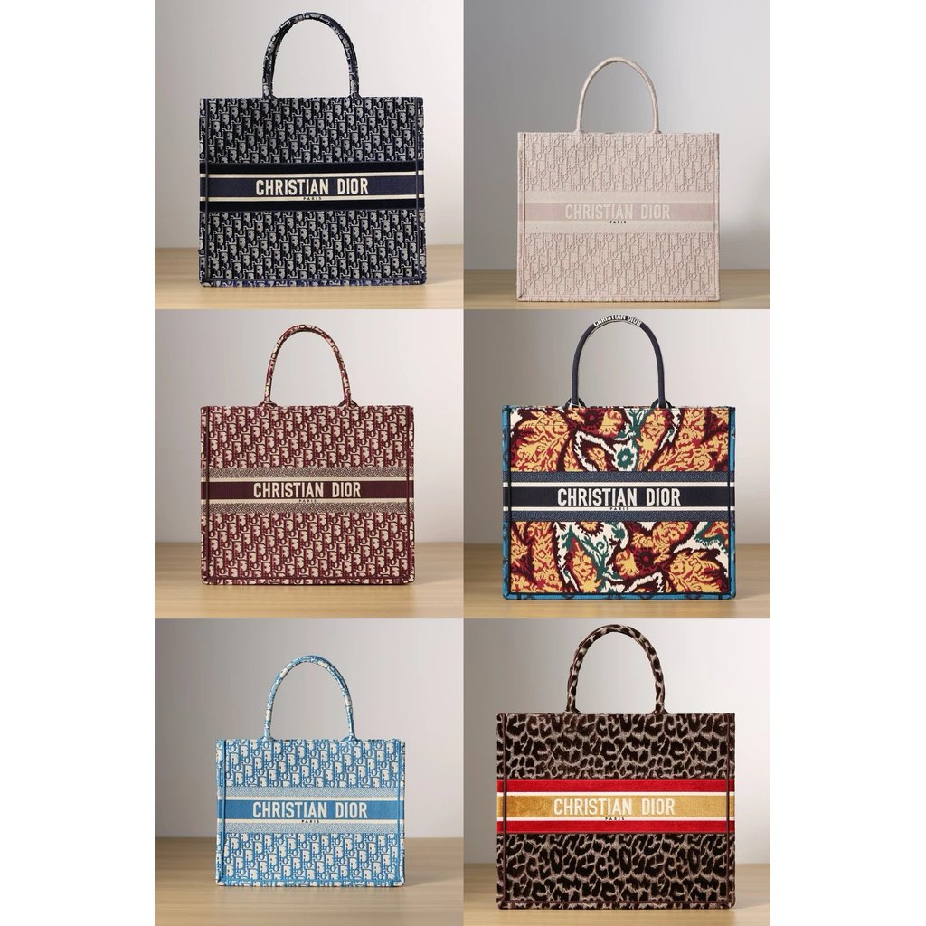 Dior BookTote Hand-Embroidered Presbyopia Full Print Large-Capacity ...