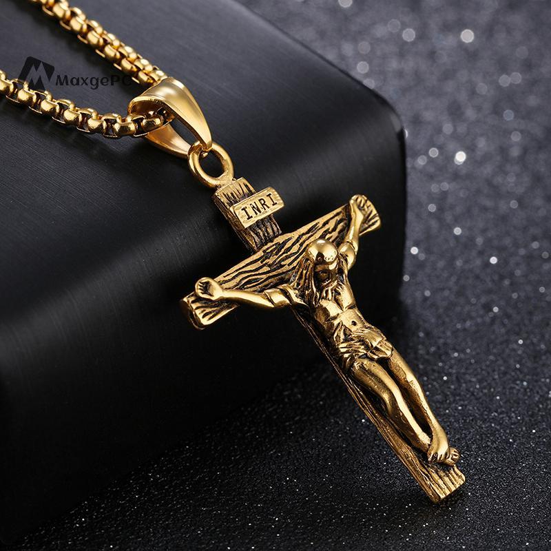 [MaxgePC] Mens Silver Stainless Steel Jesus Christ Crucifix Cross ...