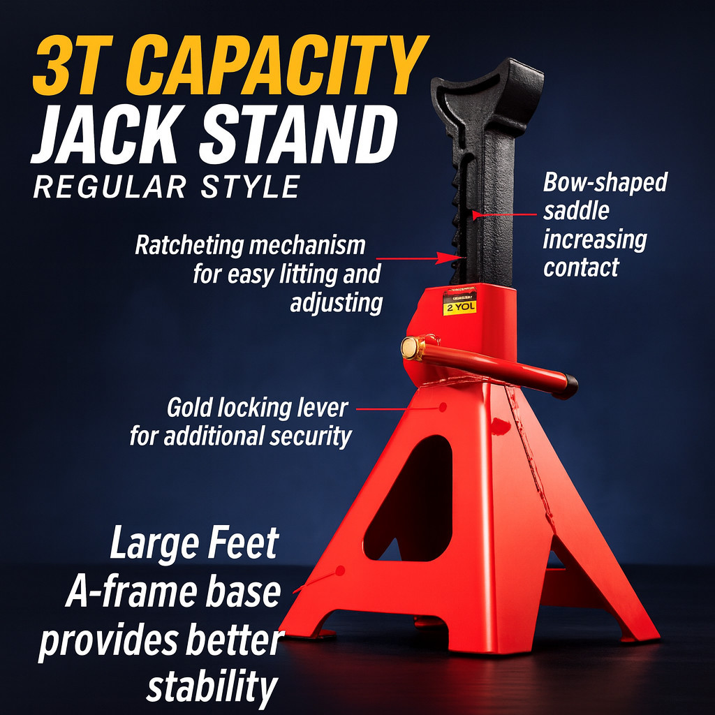 3 Ton Jack Stands Pair – Heavy Duty Steel, Adjustable Height Car SUV ...