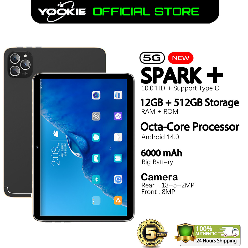 Spark+ tablet android tablet for kids 12GB+512GB 6000mAh Dual SIM With ...