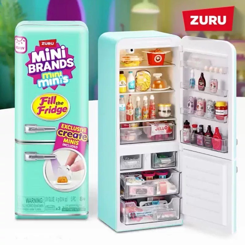 ZURU Mini Refrigerator Toy Set Miniature Refrigerator Simulation ...