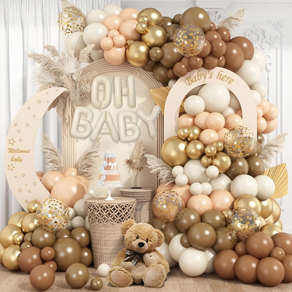 Teddy Bear Brown Balloon Garland Cocoa Metallic Balloons Baby Shower ...