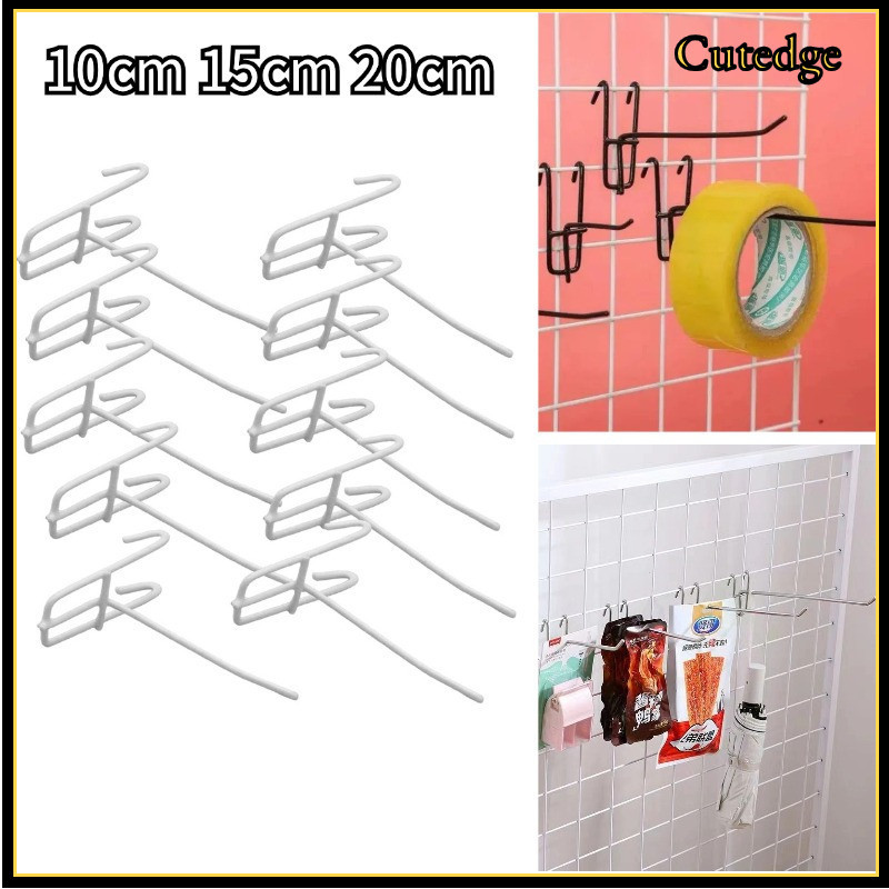 10pcs Screen Hook Mesh Hook Supermarket Metal Hook For Grid Wall Wire ...