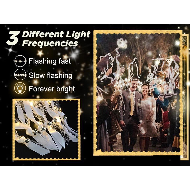 50Pcs Light up Wedding Wands LED Ribbon Wands Sparklers with Bells ...