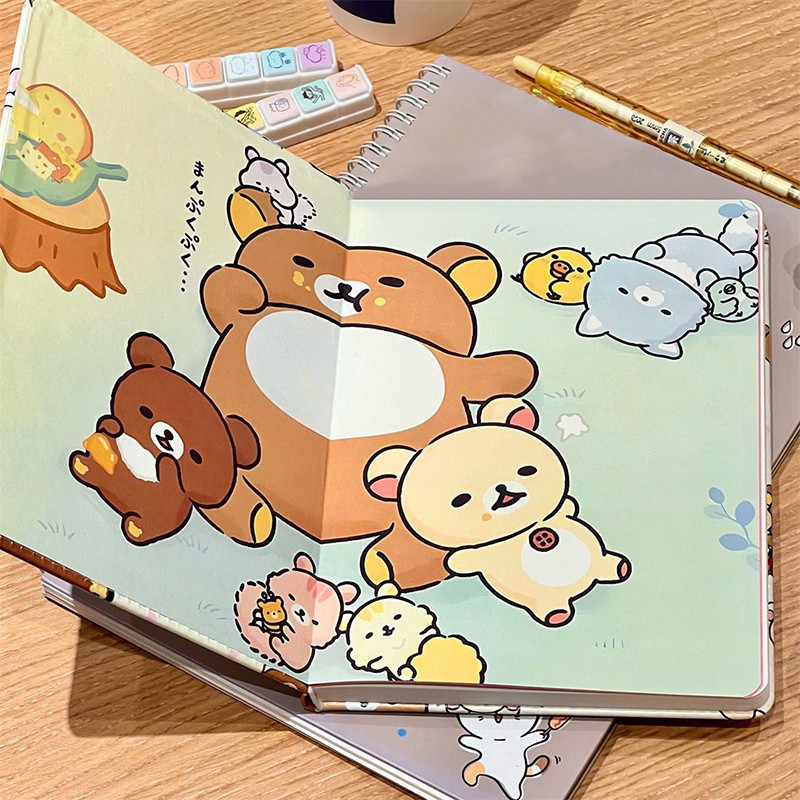 JIN Cartoon Rilakkuma Notebook Thickening Color Inner Page Handbooks ...