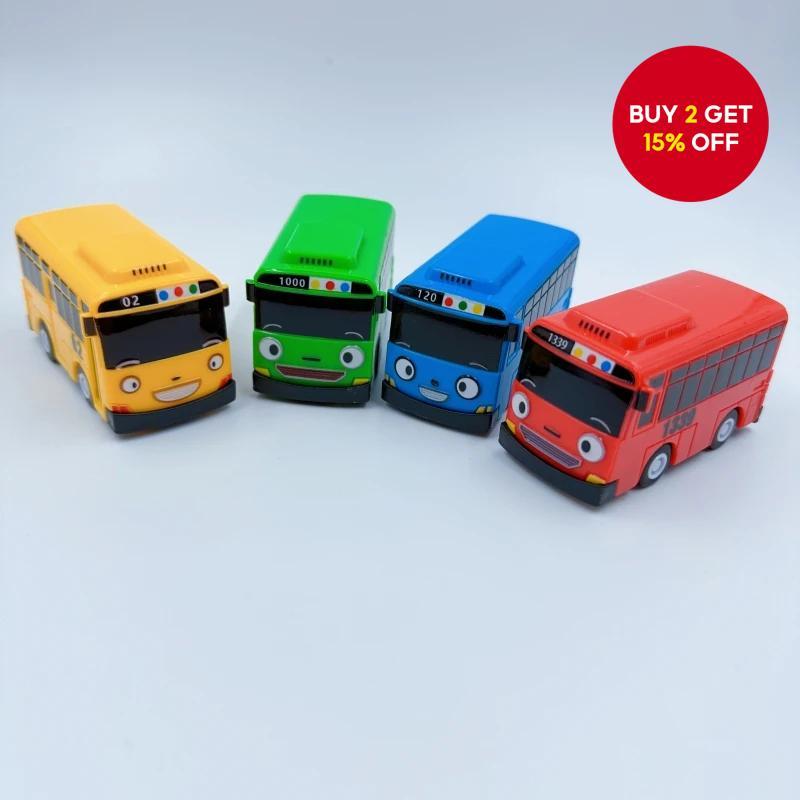 4Pcs/Set Min Tayo Small Bus Plastic Pull Back Vehicles Blue Tayo Red ...