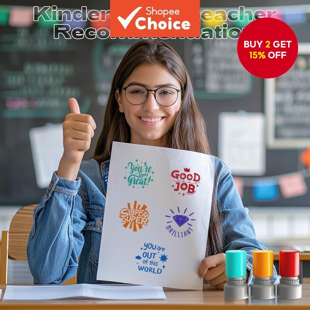 5 Pieces Package Teacher Stamp Teacher Self-Charging Rubber Stamp ...