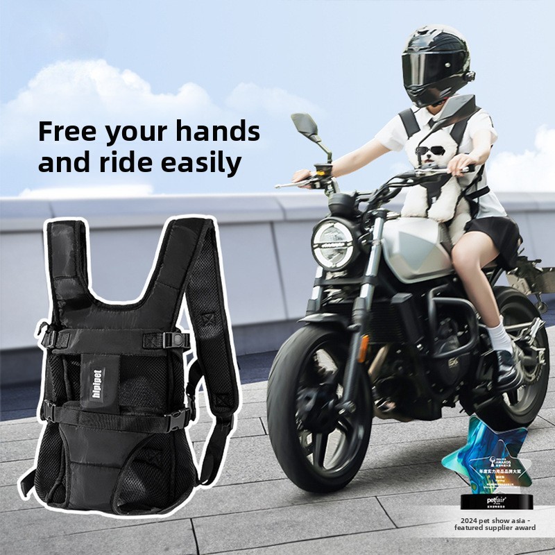 Pet Motorcycle Carrier Backpack | Breathable Mesh Dog Cat Chest Bag ...