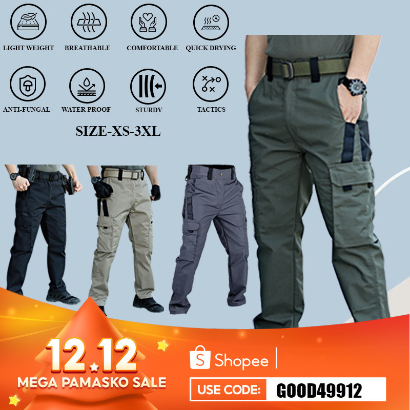 Men Multiple Pockets Cargo Pants Waterproof Outdoor Sport Trousers ...
