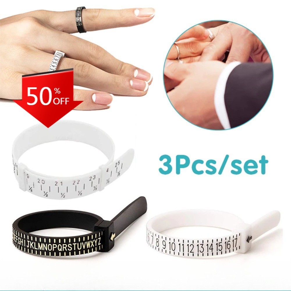 3PCS Size Ring Measuring Tools Set Reusable Professional Ring Sizer ...