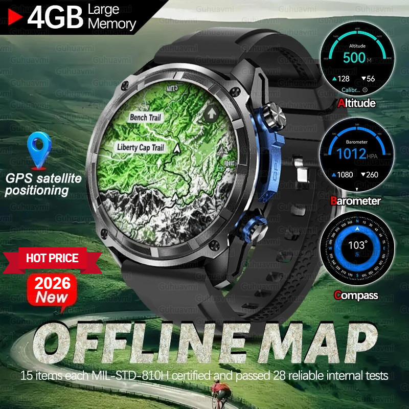 Offline Map Smart Watch GPS Track Compass Altimeter Bluetooth Calling ...