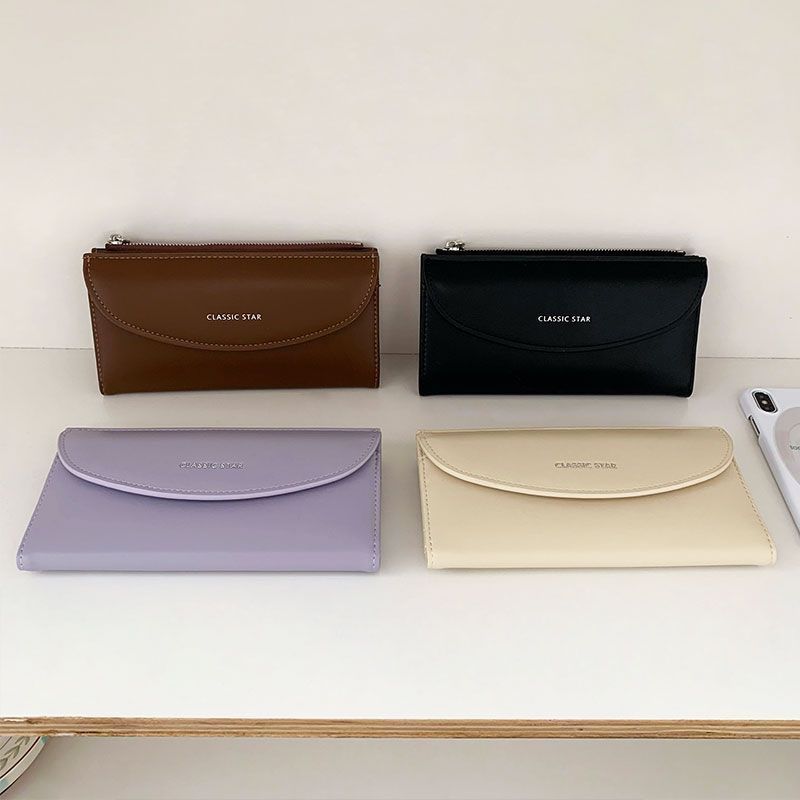 High-End Wallet Zipper Large-Capacity Coin Purse Solid Color Simple ...