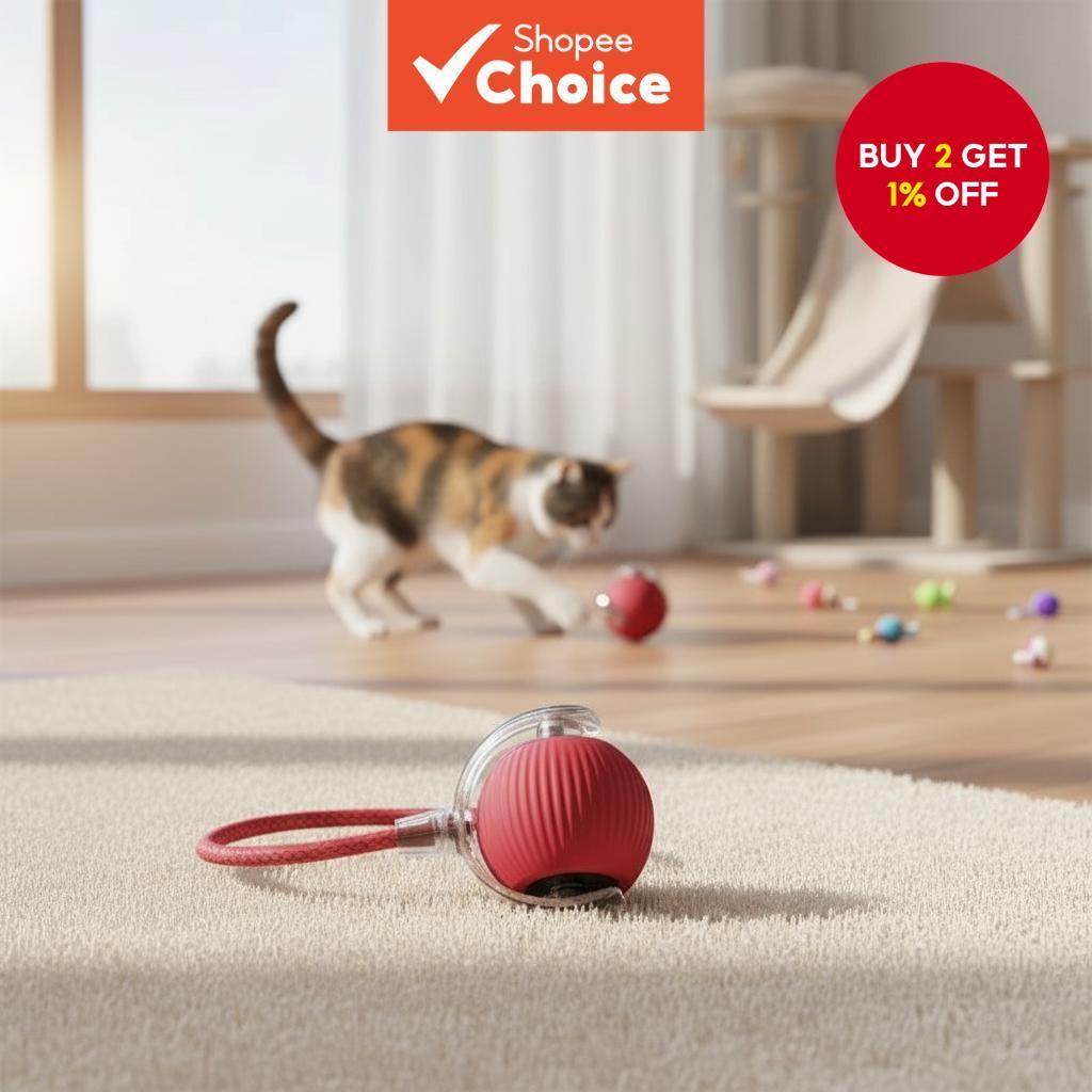 SmartCat Interactive Rolling Cat Toy with Flashing Tail - USB ...