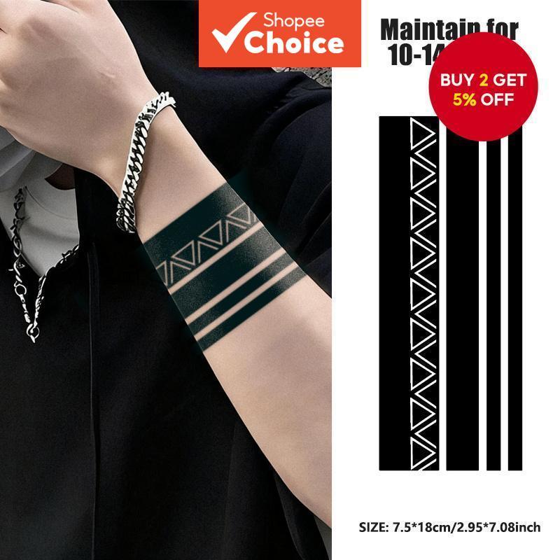 Geometric totem inspired tattoo, temporary tattoo, herbal juice sticker ...