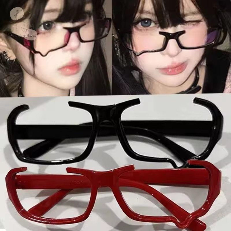Y2K Spicy Girl Crying Dripping Tears Square Half Frame Glasses Harajuku ...
