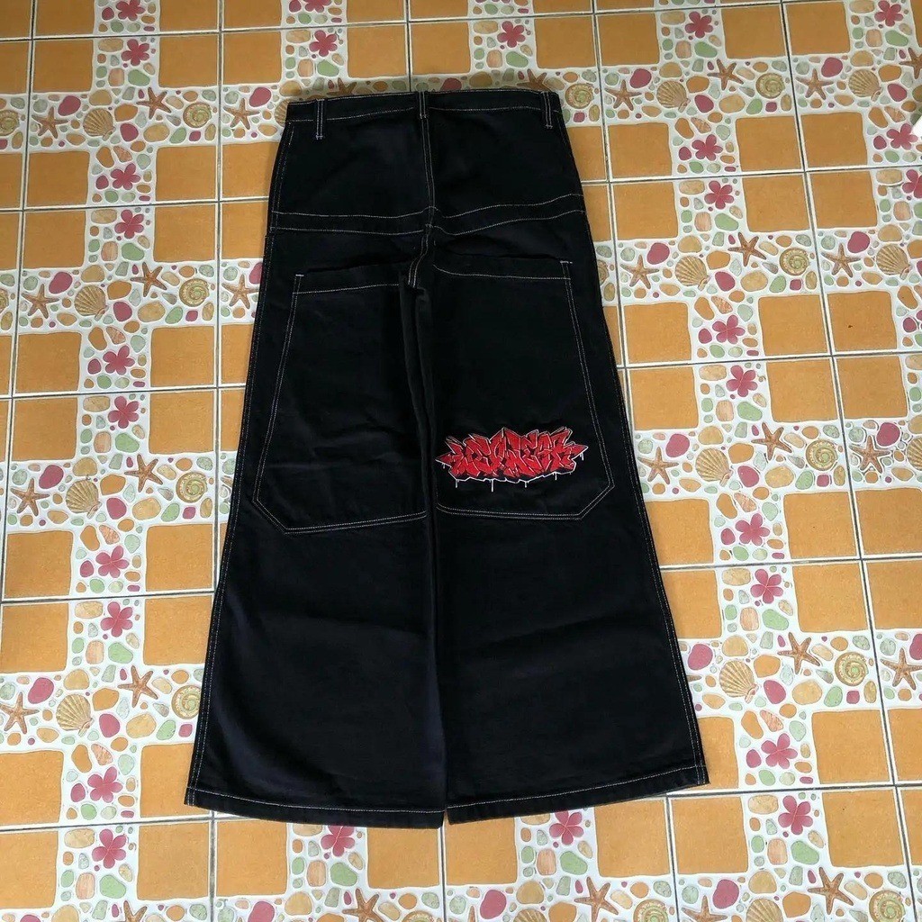 YK Jeans Streetwear Big Pocket Oversized Pants Hip Hop Letter Graphic ...