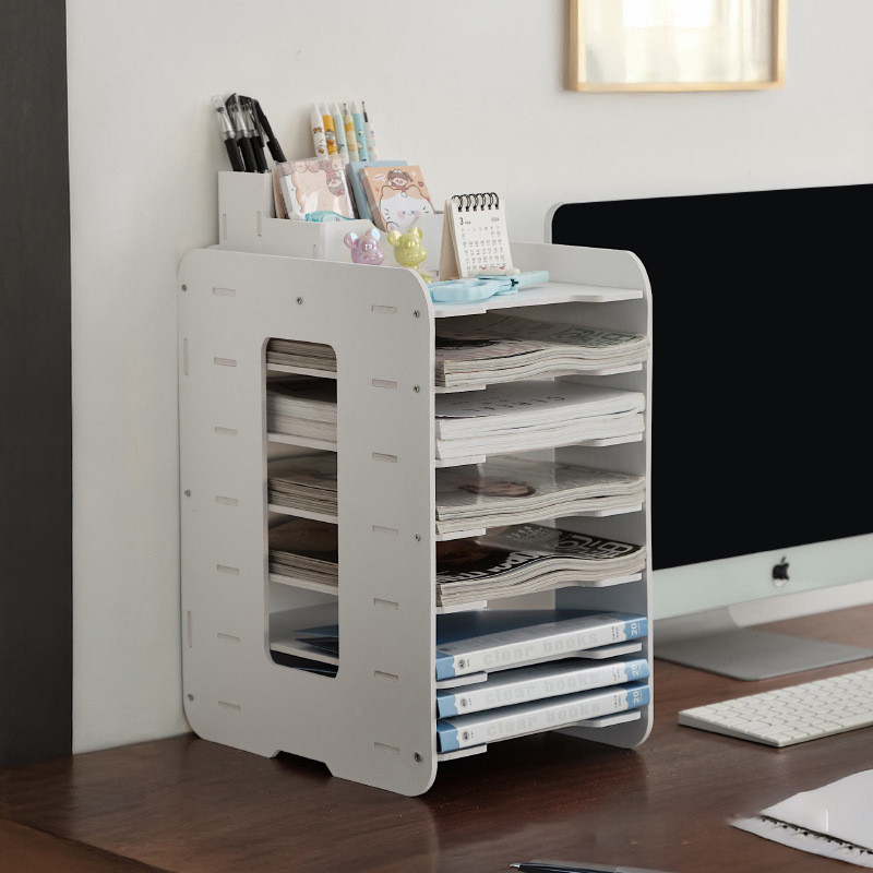 File Rack Desktop Storage Rack Multi-layer Folder Organizer Bookshelf ...