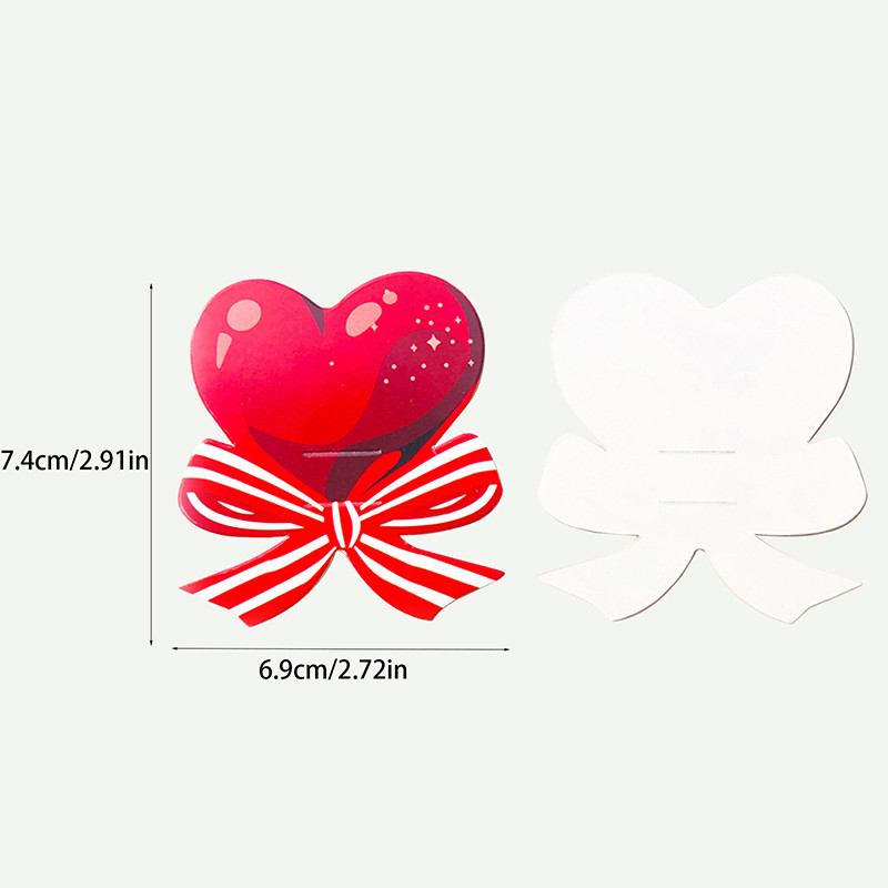 [Mango] 50pcs Red Heart Bow Lollipop Decorating Cards For Valentine's ...