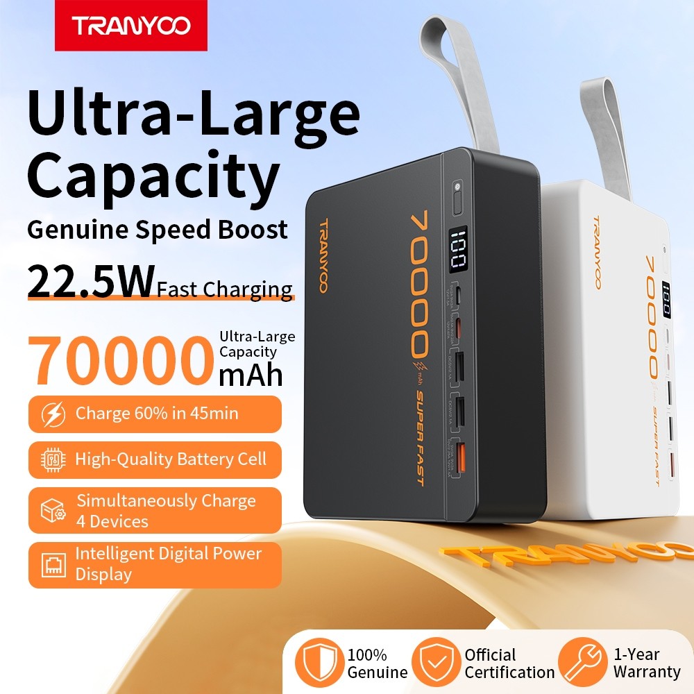 Tranyoo F17 70000mAh 22.5W Powerbank Original Super Fast Charging 2 ...