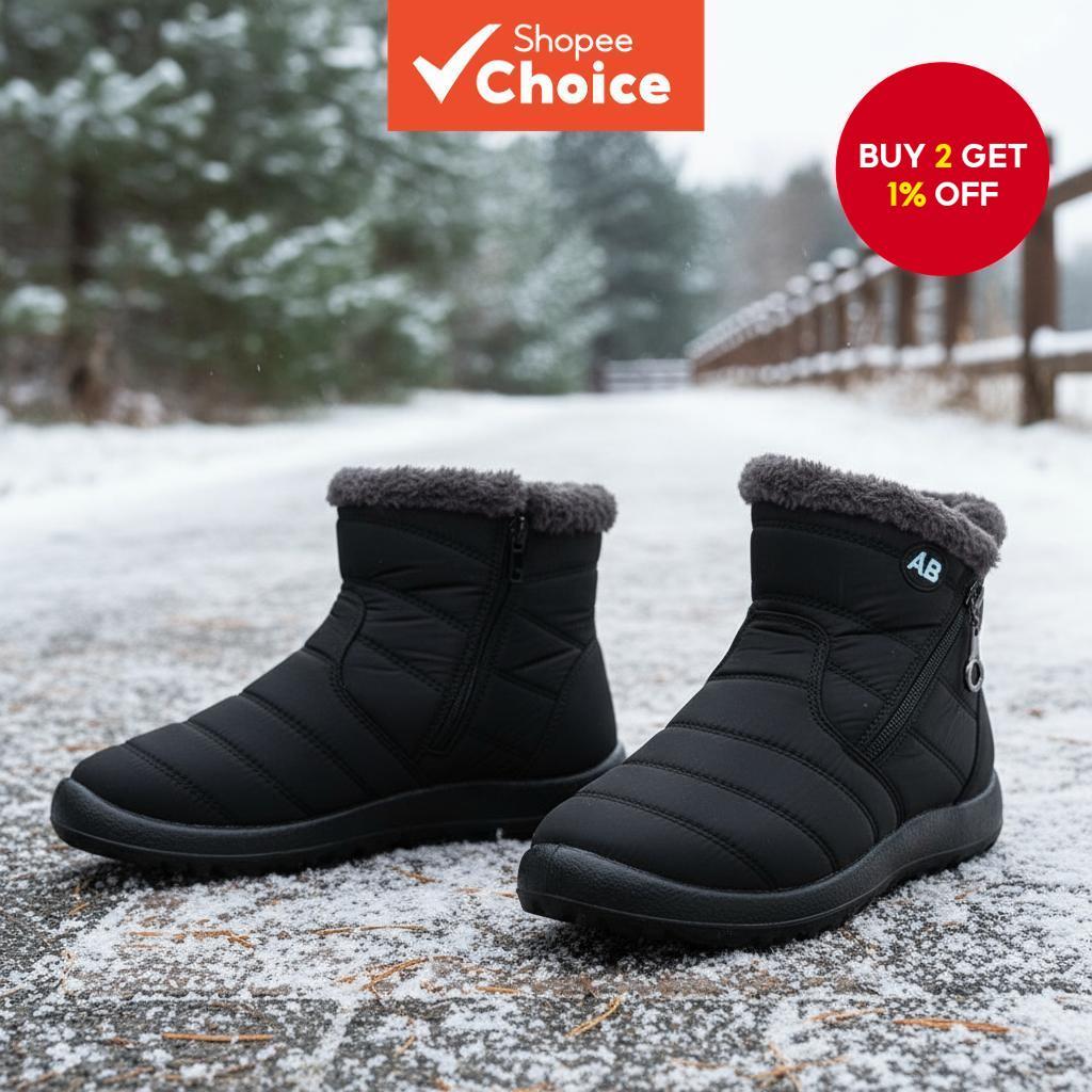 Ladies Waterproof Snow Boots with Plush Lining for Winter Warmth and ...