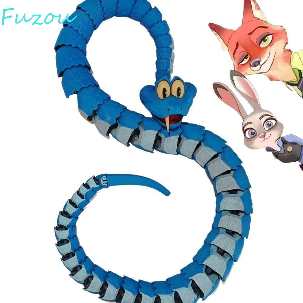 FUZOU Articulated Poseable Snake, 3D Printed Zootropolis Blue Snake ...
