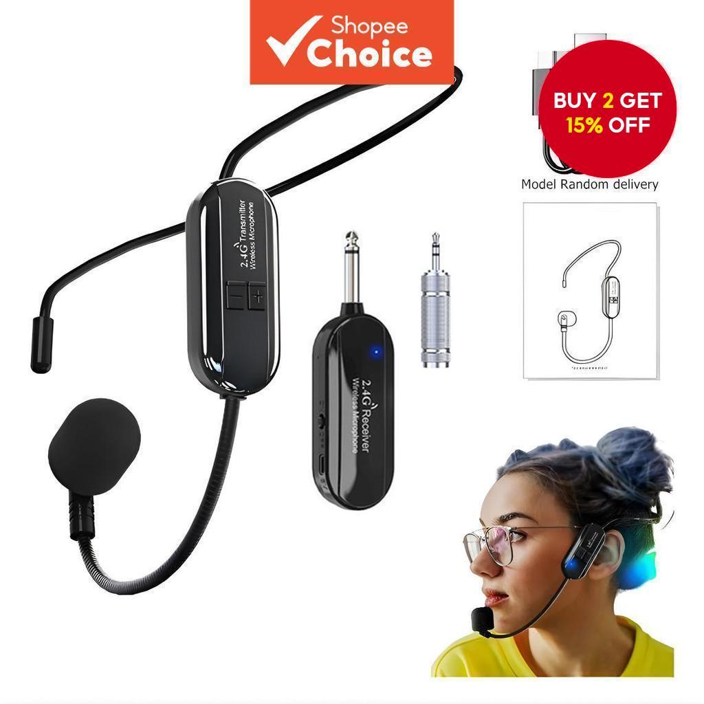 [Shopee Choice] 2.4G Wireless Microphone Headset Head-mounted ...