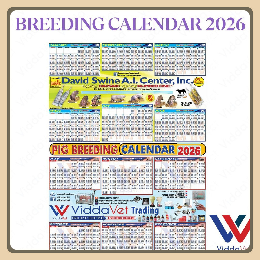 2026 Swine Breeding & Farrow Tracking Calendar for Farms | Shopee ...