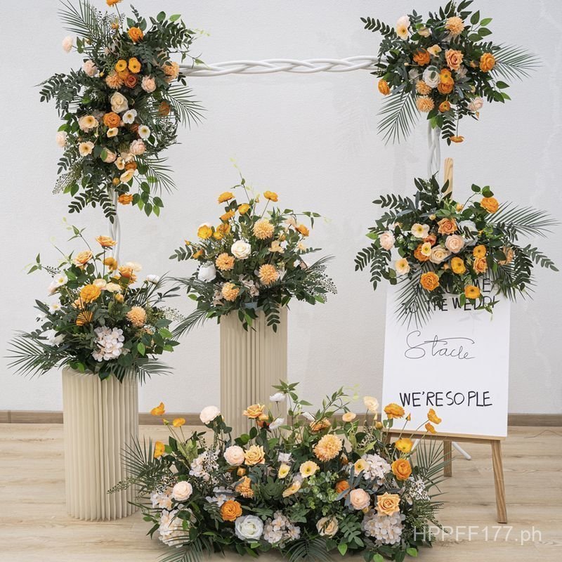Silk Flower Ground Arrangement for Engagement Banquet, Realistic Large ...