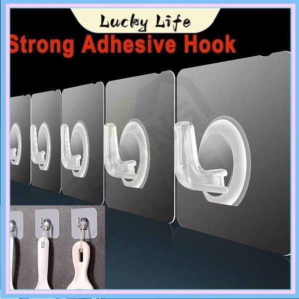 10pcs Adhesive Wall Hook, Seamless Plastic Strong Solid Hooks Anti-Skid ...