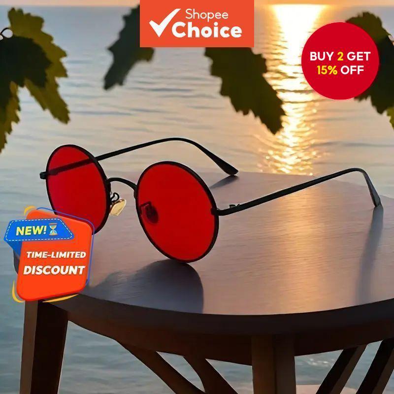 Round Metal Frame Sunglasses Korean Retro Hip Hop Punk Style Unisex ...